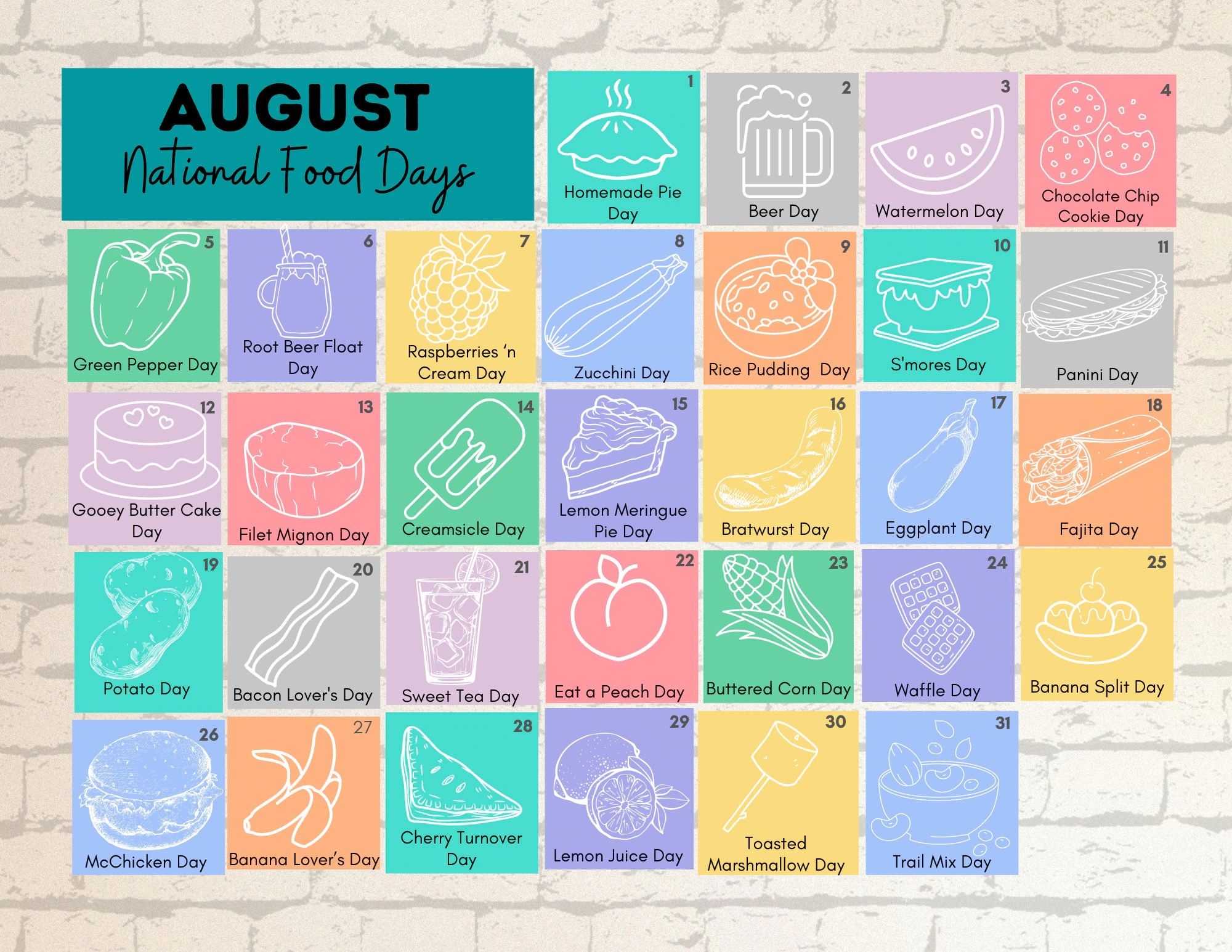 Printable Calendar Of National Days - Free Calendar 2025 Printable