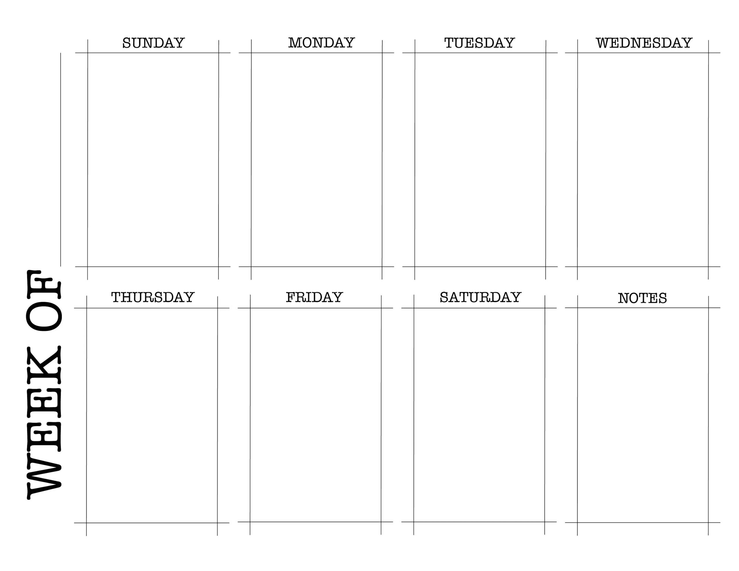Blank Week Calendar Printable - Free Calendar 2025 Printable